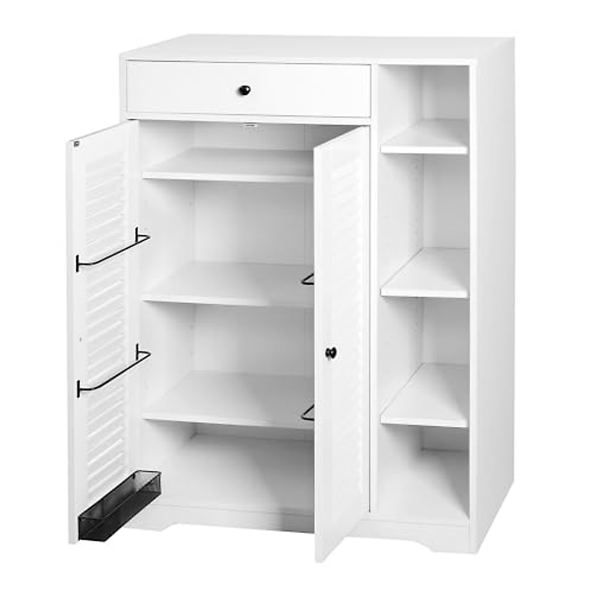 ZLECTIO Shoe Rack for Entryway, Freestanding Shoe Storage with 2 Shutter Door and Top Drawer, White Shoe Cabinet for Hallway Bedroom Living Room Apartment