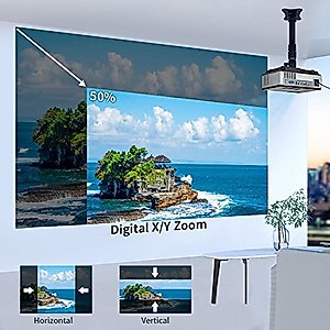 Portable Video Projector with WiFi&Bluetooth, Mini HD Outdoor Movie Projector with Airplay Mirroring & Speaker for Smart Phone, LED Home Theater Projector with Android OS/HDMI/USB for TV Stick DVD PC