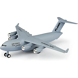 Diecast Metal Military Cargo Transport Airplane - 1:400 Scale Alloy Model Carrier Aircraft with Pullback Action, Lights and Sound