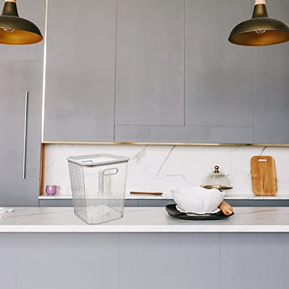 Zerodeko Garbage Bin Clear Trash Can Transparent Wastebasket Square Garbage Container Bin Small Trash Bin Plastic Garbage Can for Home Bathroom Bedroom Kitchen Dorm Room Office Bathroom Trashcan