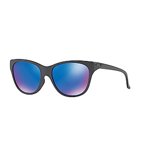 Oakley Women's OO9357 Hold Cateye Sunglasses, Steel/Sapphire Iridium Polarized, 55 mm