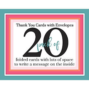 Paper Clever Party Pink Elephant Thank You Cards with Envelopes for Boys Baby Shower, Gender Reveal, Birthday, Everyday Occasions, Small Folded Note Set, 20 Pack