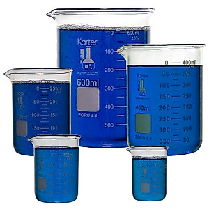 Glass Measuring Low Form Beaker Set Glass Graduated Beaker Set (50ml+100ml+250ml+400ml+600ml)