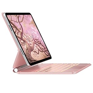 typecase Edge Magnetic Keyboard for iPad Pro 2022 11-inch. Air 5th Gen 10.9-inch - Thin & Light, Touchpad Keyboard Case with 10 Colors Backlight for iPad Pro 11 3rd & 2nd & 1st Gen, Air 4 - Pink Gold