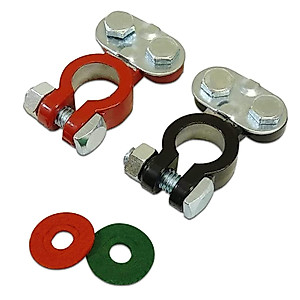 gunhunt 2 PCS Cables Terminal Connectors, Zinc Plated Top Terminal with 2 PCS Washers, Car Cable Terminal Connector, Fit for Marine Car Boat RV Vehicles (Silver)