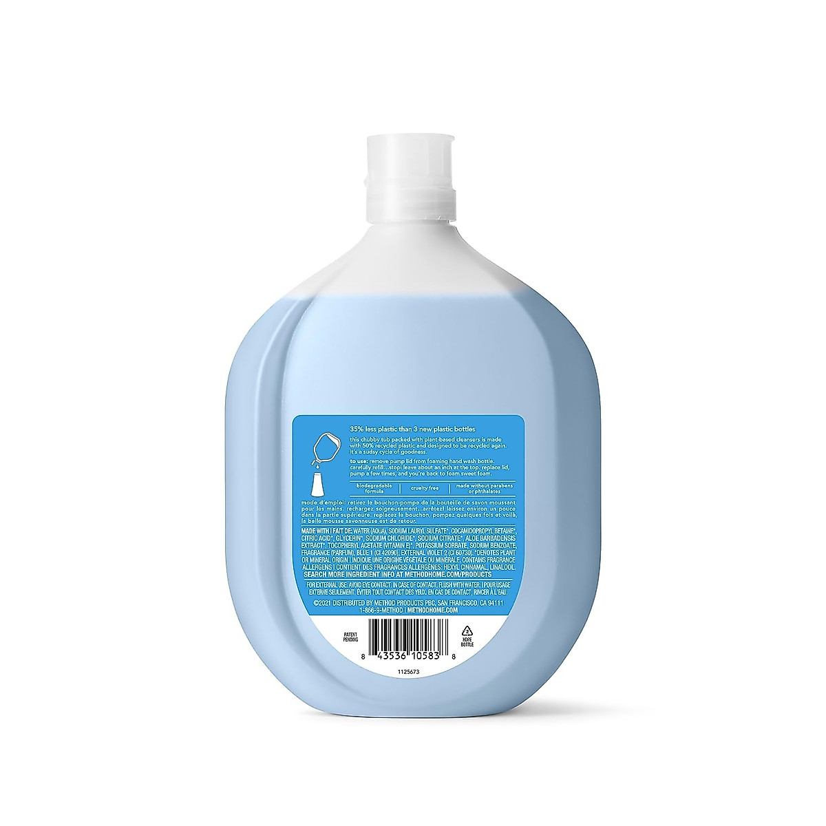 Method Foaming Hand Soap Refill, Sea Minerals, Recyclable Bottle, Biodegradable Formula, 28 oz, (Pack of 1)