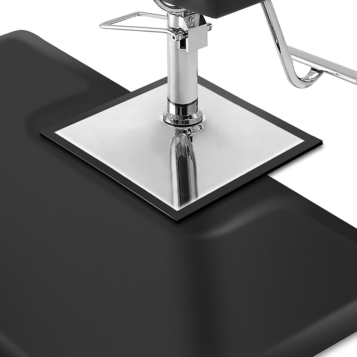 Saloniture 3 ft. x 5 ft. Barber & Salon Floor Mat for Square Chair Base - 1/2 in. Thick Black Rectangle Anti-Fatigue Stylist Station Mat