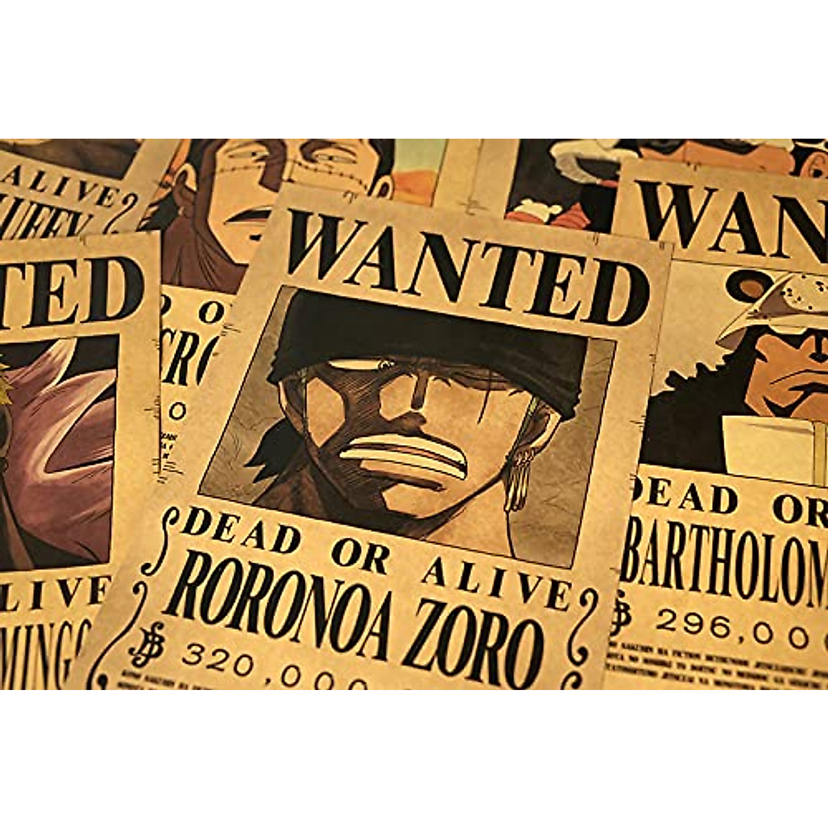 One Piece Wanted Posters Set of 10 Pieces(40cm x 28.5cm) +1 Piece Family Portraits(101cm x 27cm) for Bedroom