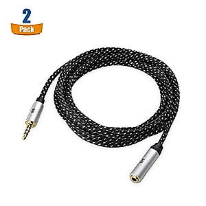 Cable Matters 2-Pack Headset Extension Cable 6 ft (3.5mm Extension Cable/TRRS Extension Cable, Gaming Headset Extension Cable) with Mic Support in Black - 6 Feet