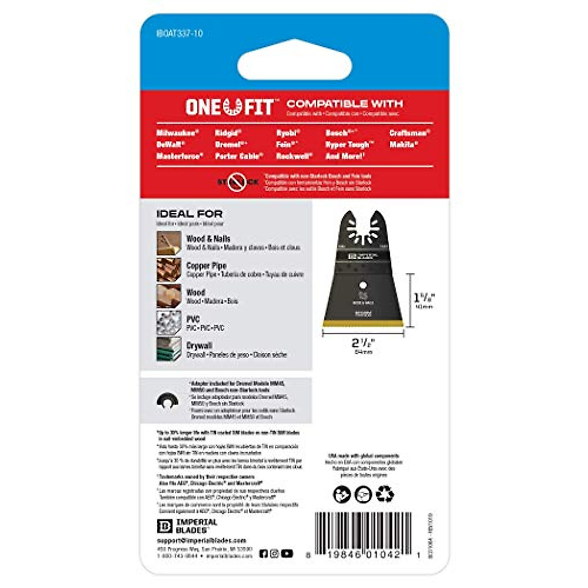 Imperial Blades IBOAT337-10 One Fit 2-1/2" Storm Titanium Wood & Nails Blade, 10PC, Multi