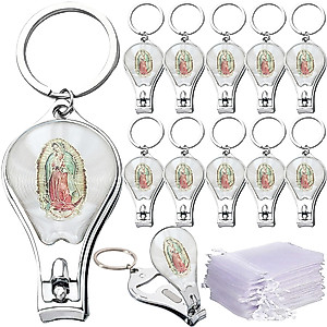 WE Our Lady of Guadalupe (12 PCS) Baptism Keychain with Nail Clipper and Opener Party Favors for Baby Boys and Girls/Bautizo Recuerdos/Gift for Guest/Christening/First Communion Favors