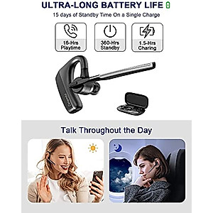 Bluetooth Headset V5.1, Pro Noise Cancelling Bluetooth Earpiece CVC8.0 Dual Mic Hands Free Comfortable Earbud 240 Hrs Standby Time for Cell Phone iPhone Business/Workout/Driving