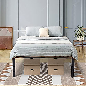 Veezyo Metal Bed Frame Twin - 18 Inch Black Metal Platform Bed Frame, Easy Assembly with Large Storage Space, 3,500lbs Heavy Duty, No Box Spring Needed (Twin)