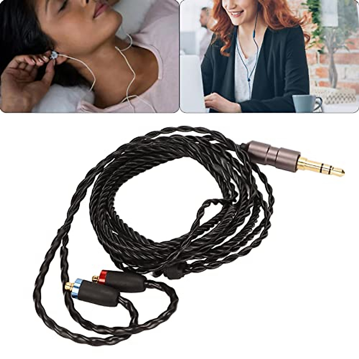 Jopwkuin Earphone Cable, Lossless Sound Quality Replacement 3.5mm Headphone Cable Flexible for UE900 for Headphones for UM PRO UM