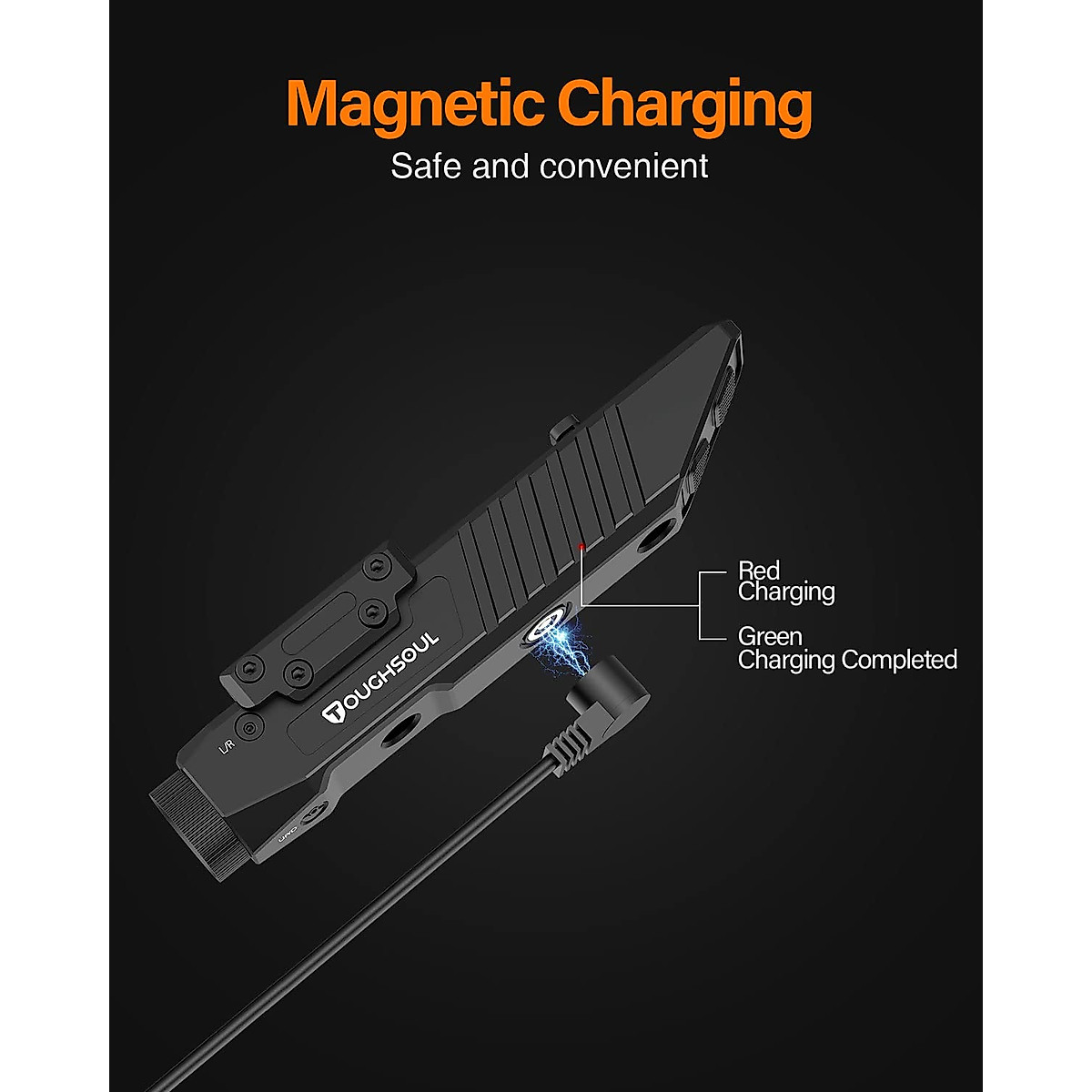 TOUGHSOUL Tactical Flashlight Green Red Laser Sight Combo, 1450 Lumen Picatinny Rail MLOK Mounted Rechargeable Rifle Flashlight (Green Laser)