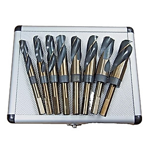 Hoteche 8PC HSS Cobalt Silver & Deming Drill Bits Set, Large Size 9/16" to 1", Reduced 1/2" Shank