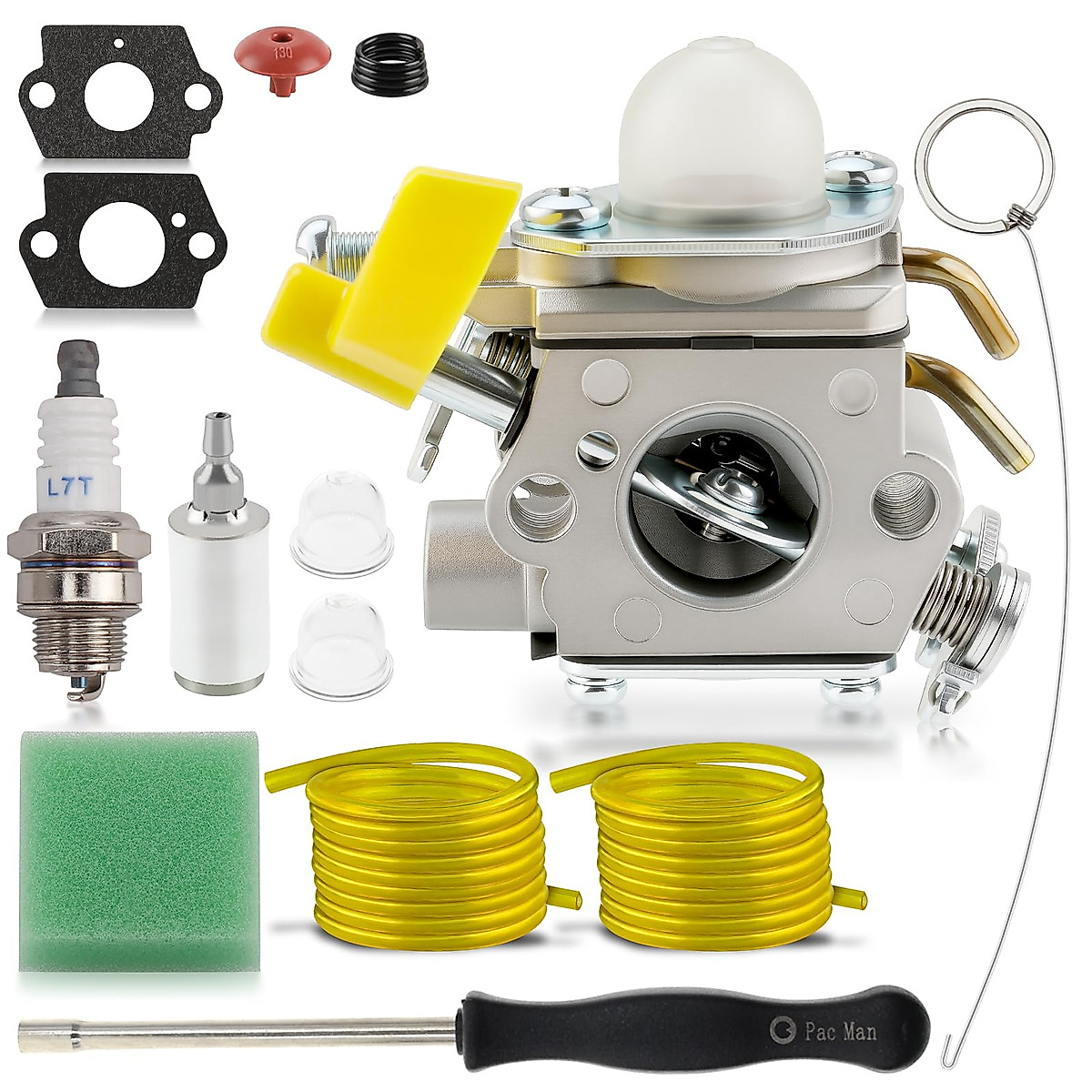 MOTOALL C1U-H60 Carburetor Blower for Homelite Ryobi RY28100 RY28120 RY28121 RY28140 RY28141 RY28160 RY28161 25cc 26cc 30cc Trimmer with AC04122 Air Filter Kit