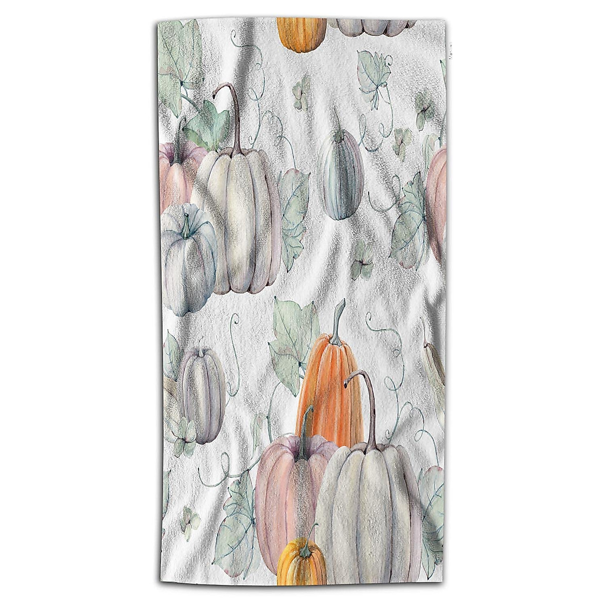 WONDERTIFY Pumpkins Hand Towel Fall Harvest Organic Ripe Vegetable Hand Towels for Bathroom, Hand & Face Washcloths 15X30 Inches White