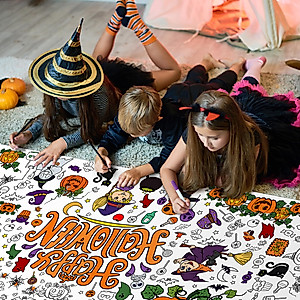 OHOME Halloween Giant Coloring Poster/Tablecloth-Halloween Crafts for Kids-30 x 72 Inches Jumbo Paper Coloring Banner Gifts for Kids Activities Games Toys Party Favors- Halloween Party Decorations
