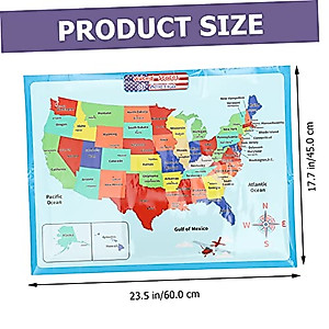 1 Sheet United States Map Usa Map Cartoon Posters Classroom Geography Poster Learning Posters Portable Poster Synthetic Paper Cartoon Preschool Flip Chart