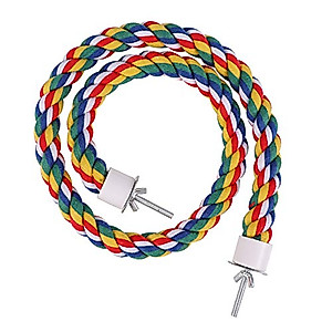 Hemobllo Bird Rope Perch, Colorful Parrot Cotton Rope Bird Perch Stand Climbing Rope Bird Toys Rope Perch Pet Bird Parrot Chewing Toy for Parrots Cockatiels Parakeets Budgie Cages