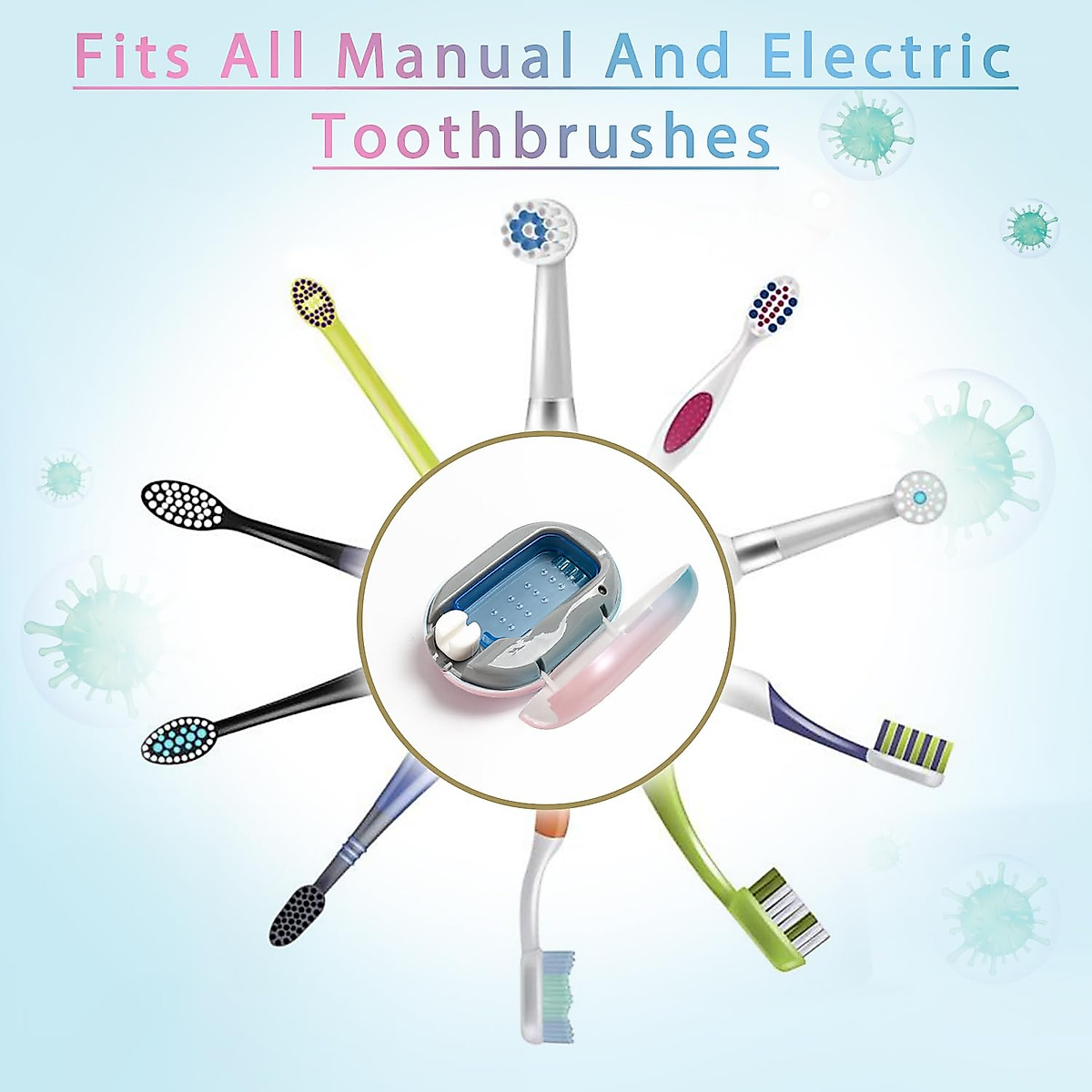 TAISHAN UV Sanitizer Toothbrush Case，Rechargeable Portable Mini Travel Toothbrush Holder,Fits All Toothbrushes for Both Electric and Manual Toothbrushes,Safety Feature, for Home and Travel