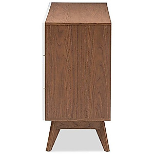 Baxton Studio Calypso 6 Drawer Double Dresser in White and Walnut