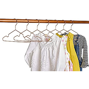 Koobay 12.6" Rose Gold Copper Kids Baby Hangers 10Pcs, Strong Metal Children Clothes Hangers for Closet, Space Saving Children Hanger for Toddler Coats Pants