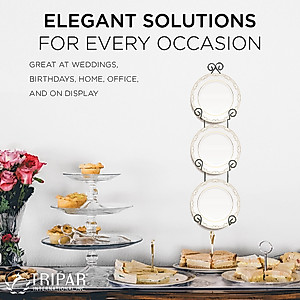 Tripar 3 Tier Vertical Black Plate Rack for Collectible Plates, Plaques, Dishes, & China