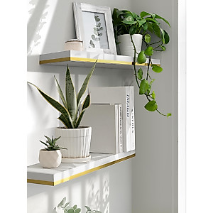Sivapleso Floating Shelves Set of 2, Modern White Floating Shelves for Wall 24 Inches Long Wall Hanging Shelf with Invisible Brackets for Room Wall