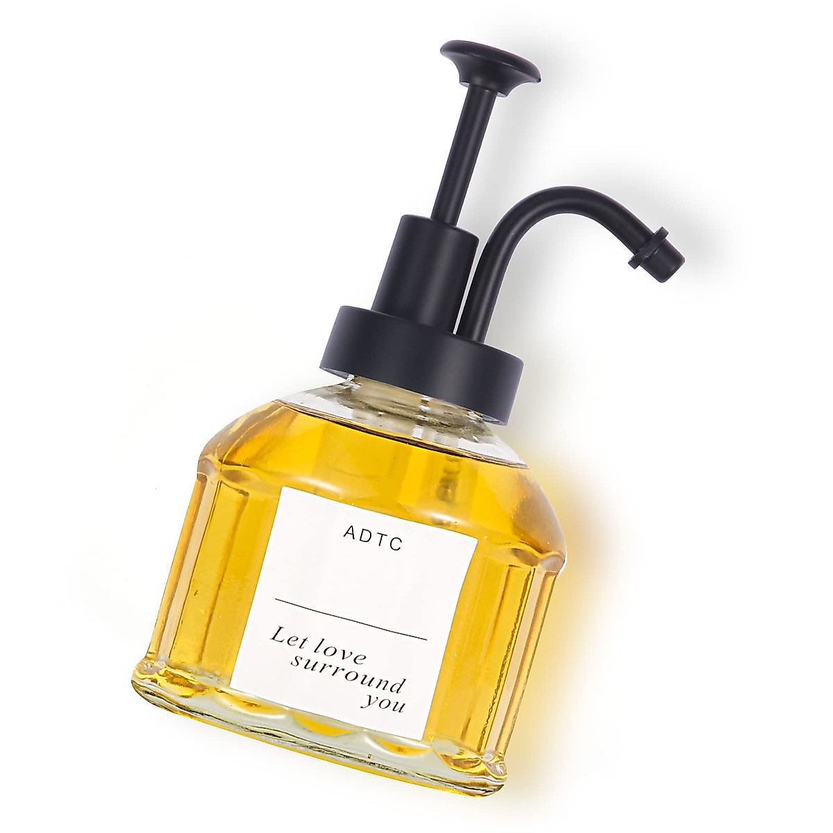 ADTC Coffee syrup dispenser,Syrup dispenser,Glass syrup bottle with pump,Concentrated juice glass bottle,Olive oil bottle,coffee bar,home bar,6.7 oz,Black