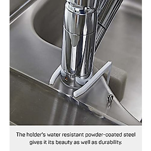 YAMAZAKI home 4388 Faucet-Hanging Sponge Holder-Kitchen Organizer Sink Rack Basket, One Size, White