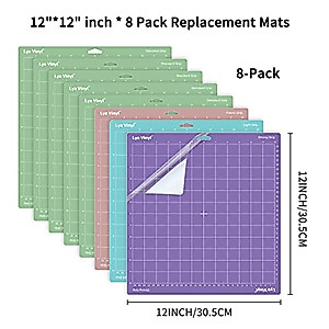 Cutting Mats for Cricut - Lya Vinyl 8 Pack Variety Cutting Mats 13x14 INCH, Cutting Mats for permanent Vinyl(StandardGrip, LightGrip, StrongGrip, FabricGrip) for Explore Air Series & Accessories