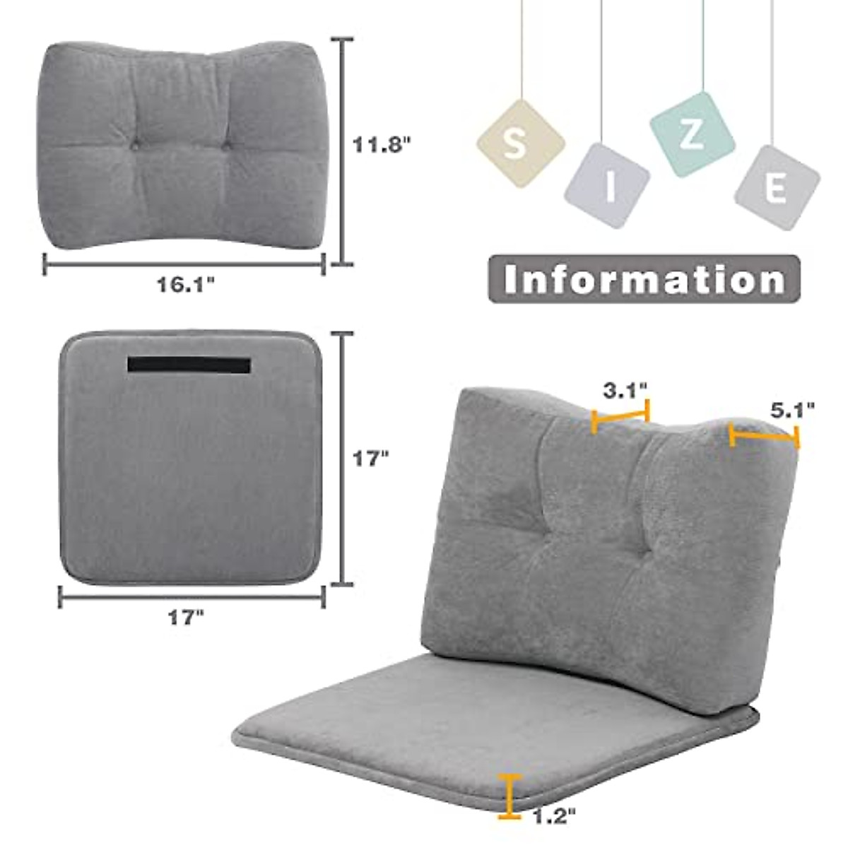 HAVARGO Chair Pads Memory Foam Chair Cushion Lumbar Support Pillow Lower Back Support Seat Cushions for Back and Butt, 12x17 Lumbar Throw Pillow for Parsons Chair Dinning Room Chair Kitchen Chair
