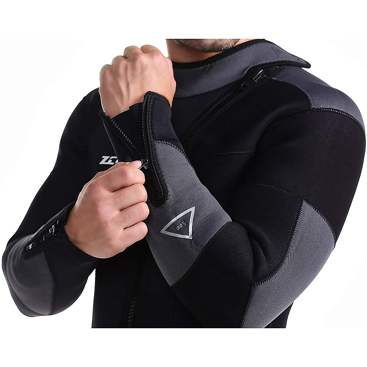 ZCCO Men's 5mm Neoprene Wetsuit - Ultra Stretch Full Body Diving Suit with Front Zip for Snorkeling, Scuba Diving, Swimming and Surfing (MF502-4XL)