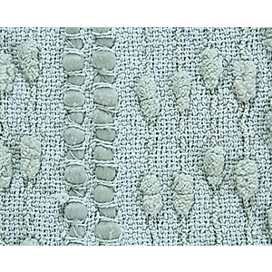 ACCENTHOME Cotton Throw Blanket with Tufted Decorative Design | 50''X60'' Cozy Chenille Knit Lightweight Boho Chic Blankets | Sage Soft Fringe Tassel Blankets for Couch, Bedroom, Living Room Sofa