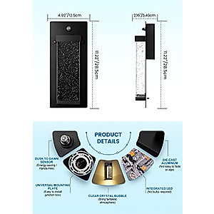 Dusk to Dawn Outdoor Wall Lights Fixture Exterior Porch Lights LED Wall Sconce with Crystal Glass, Waterproof Outdoor Lights for House with Photocell Sensor 12W, 3000K for Garage, Patio(2 Pack)