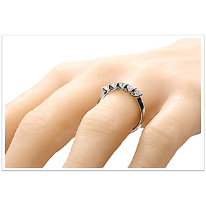 NANA Jewels Lucita Anniversary Ring Simulated Diamond Zirconia Wedding Band 5 Stone 3.5mm - Sterling Silver Size 7