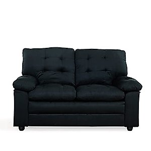 Urban Home Grayson Loveseat, Padded Arms Love Seats, Black