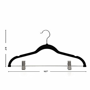 10 Pack Velvet Skirt Hangers with Clips, Velvet Pants Hangers for Suits, Trouser , Skirts, Coat, Dresses, 360 Degree Swivel Hook (Black)