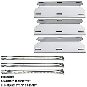 Direct Store Parts Kit DG105 Replacement for Charmglow Home Depot 3 Burner 720-0230; 720-0036-HD-05 Gas Grill Burners & Heat Plates (Stainless Steel Burner + Stainless Steel Heat Plate)