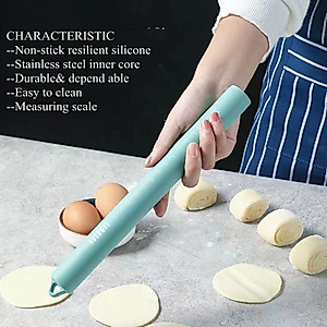 XBLDMJY Small stainless Steel Inner Core Silicone Rolling Pin Non-stick Dough Roller(Pink)