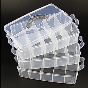 JforSJizT Washi Tape Box Organizer Storage,Divider Closet Container,3 Layers Detachable with 30 Adjustable Compartments, Masking Tape Desktop Tape DIY Sticker Roll Tape Cutter Holder Storage