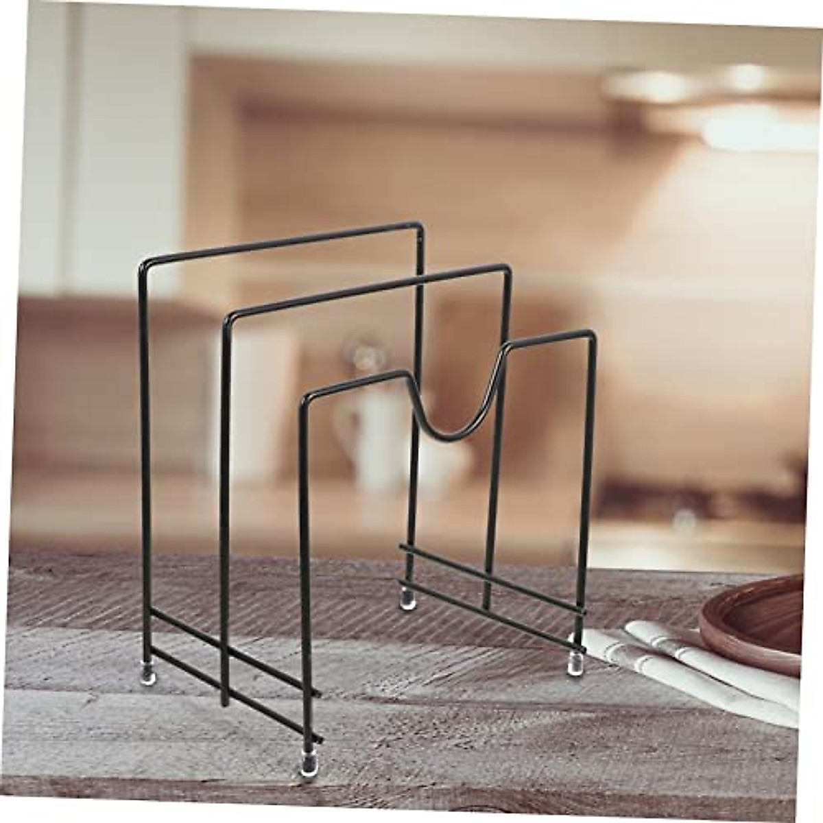 OKUMEYR Chopping Board Rack Pan Organizers Rack Baking Pan Organizer Cutting Board Stand Pot Lid Rack Pot Lid Holder for Kitchen Pot Cover Holder No Punching Storage Box Black Carbon Steel