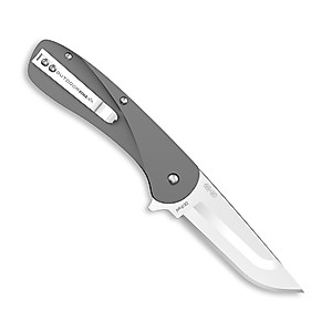 OUTDOOR EDGE RAZOR VX1 | Replaceable Blade EDC Flipper Folding Pocket Knife | 3" Stainless Blade, Gray Anodized Aluminum Handle, Reversible Pocket Clip | Outdoor, Camping, Survival, Utility