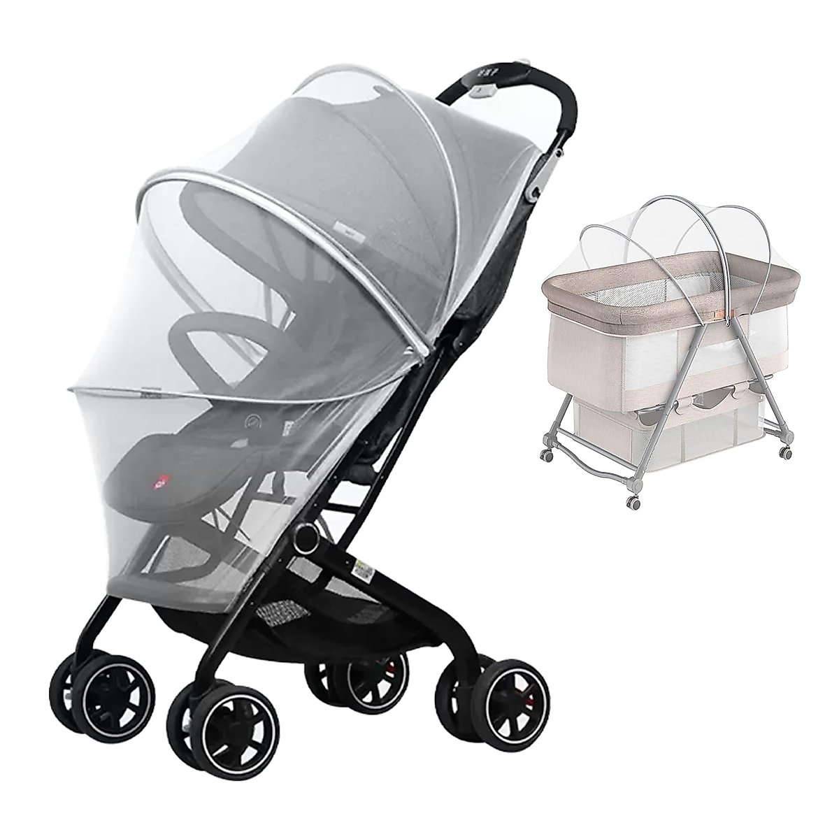 DUOMI Mosquito Net for Stroller,Encrypted Stroller Mosquito Net Full Cover with Double Zipper, Breathable & Foldable Netting for Baby Stroller Mosquito Net