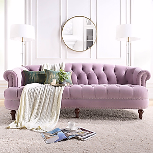 Jennifer Taylor Home Sofa Ariana Victorian Chesterfield Tufted, Lavender Velvet
