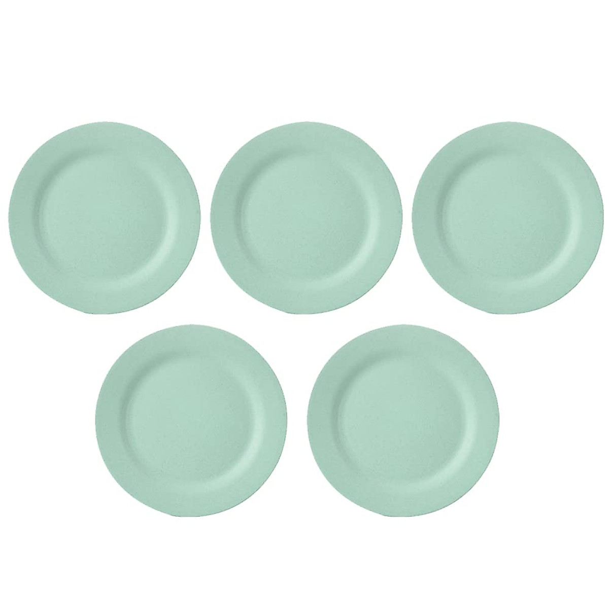 ZGWANSUI 28cm/11in Large Dinner Plates Unbreakable, 5 Pieces Round Wheat Straw Plates for Breakfast Appetizer, Reusable Serving Platter, Lightweight for Travel, BBQ, Picnic, Dishwasher Saf (Green)