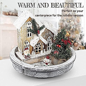 PUERSI Farmhouse Wooden Napkin Holder and Lazy Susan Turntable , Perfect for Table Centerpiece, Rustic Kitchen Decor for Counter