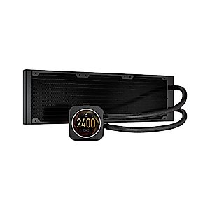 CORSAIR iCUE H150i ELITE LCD Display Liquid CPU Cooler-Custom IPS LCD Screen-48 Dynamic RGB LEDs-120mm Fans-360mm Radiator-COMMANDER CORE Smart Lighting Controller